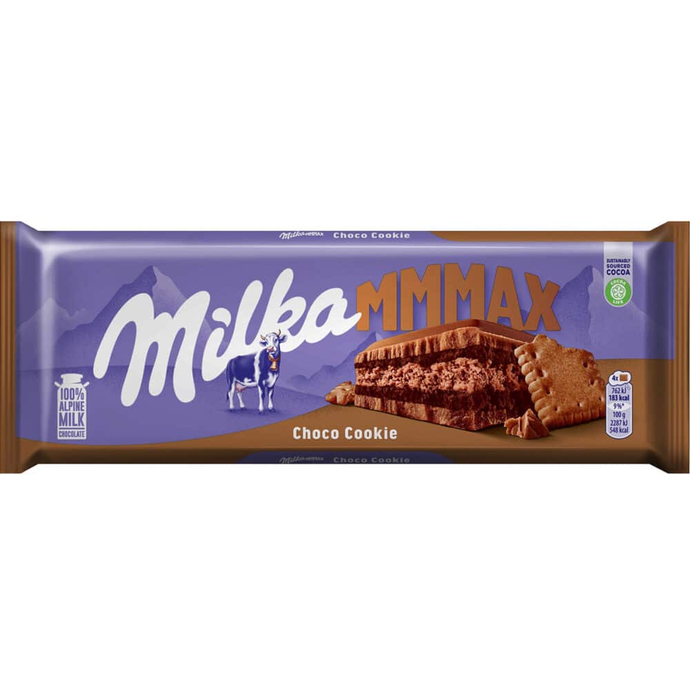 Молочний шоколад Milka MAX Choco Cookie з шоколадним печивом 300г ⚡ ...